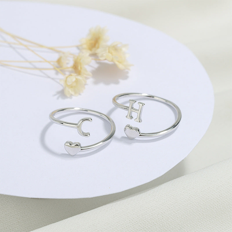Initial Letter Heart Stacking Bypass Ring – Perimade & Co.