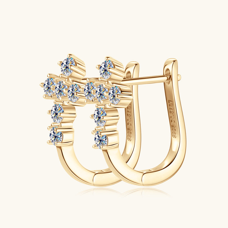Moissanite Cross English Lock Hoop Earrings – Perimade & Co.