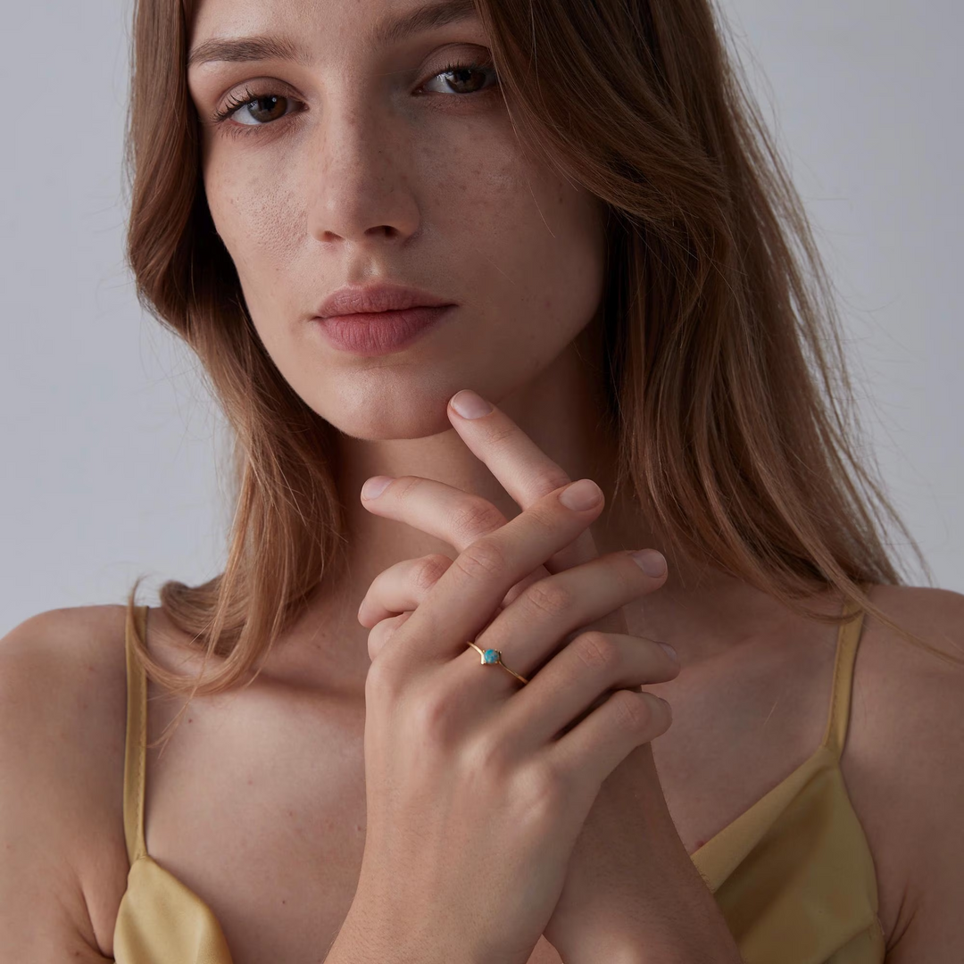 Natural Opal Stacking Thin Bypass Ring – Perimade & Co.