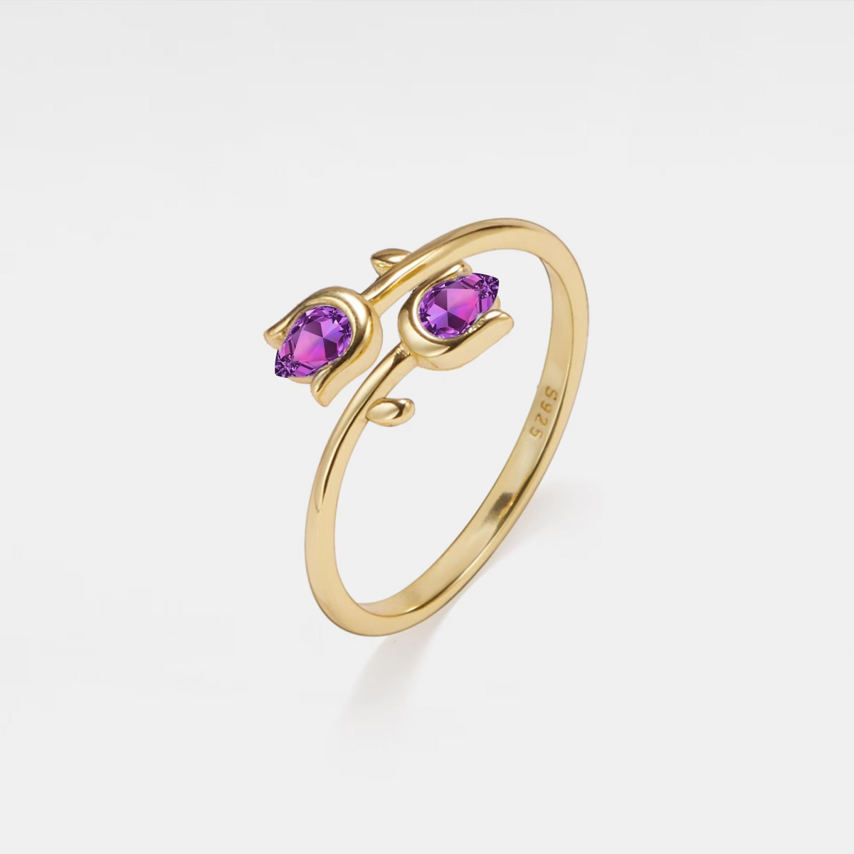 Purple Amethyst Tulip Flower Stacking Ring – Perimade & Co.