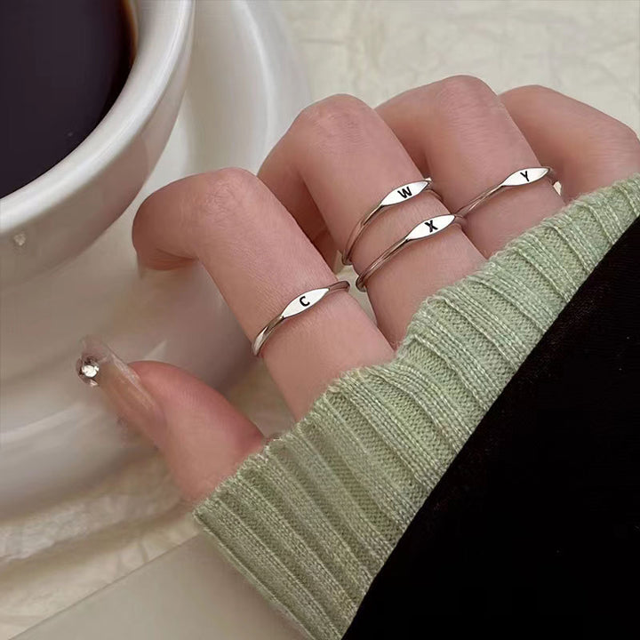 Silver Initial Letter Stacking Band Ring – Perimade & Co.