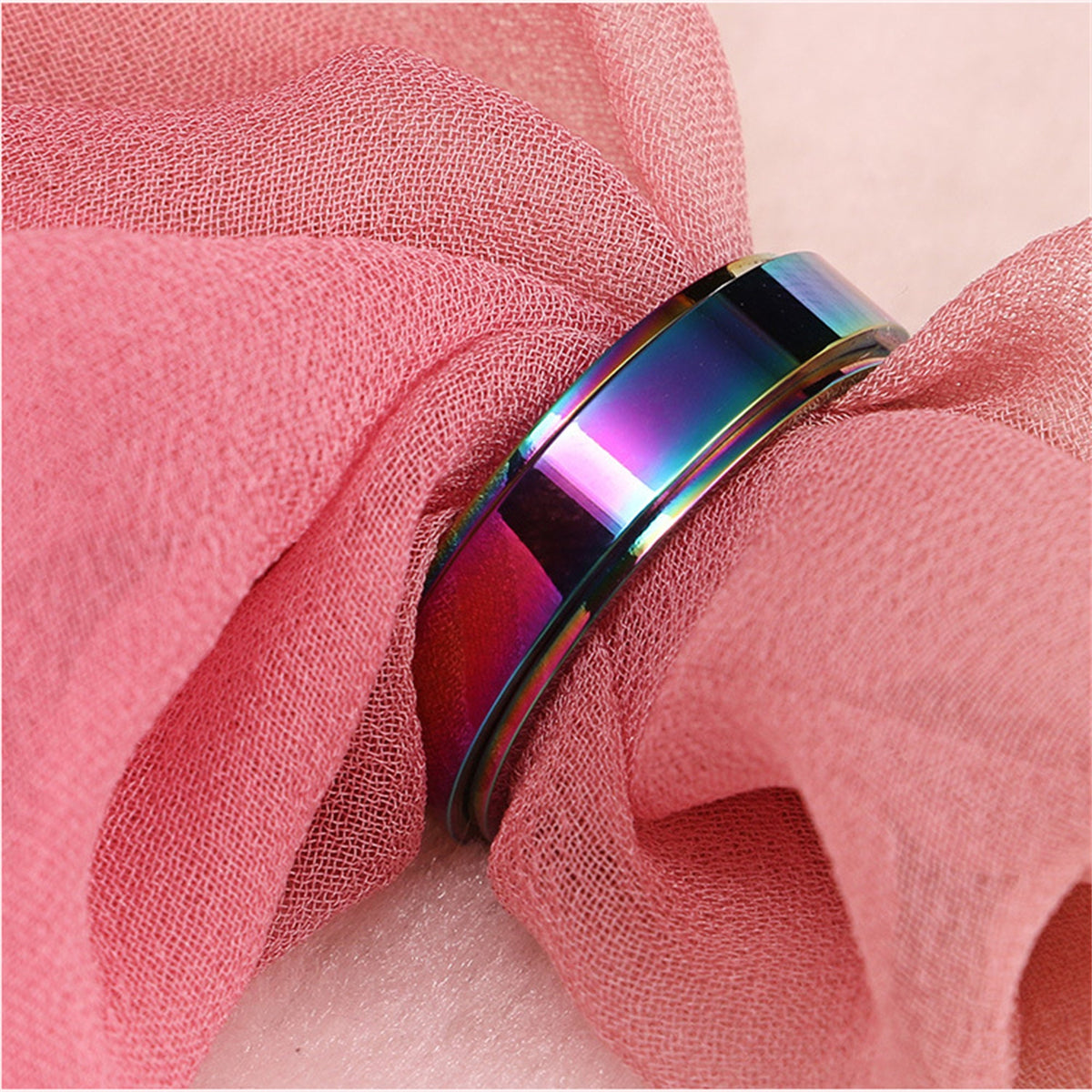 Rainbow Chrome Fidget Spinner Ring – Perimade & Co.